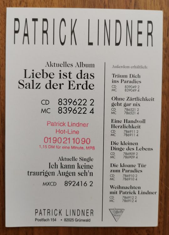 Patrick Lindner original Unterschrift | Kaufen auf Ricardo