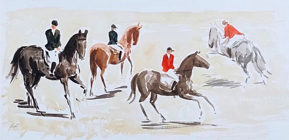 Les cavaliers - aquarelle de Charles Egli | Kaufen auf Ricardo