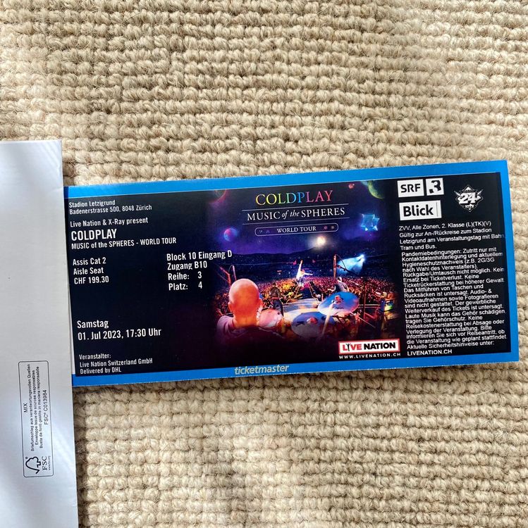 Coldplay | 01.07.2023, Zürich | 1 ticket | Kaufen auf Ricardo