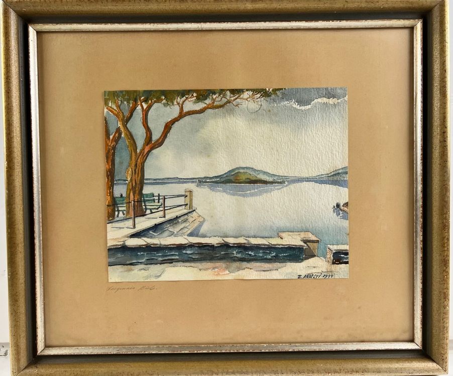 Antike Seelandschaft Aquarell signiert ca 1944 | Kaufen auf Ricardo