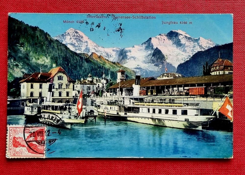 Interlaken - Bahnhof - Güterwagen - Schiffstation - 1912 | Kaufen auf Ricardo