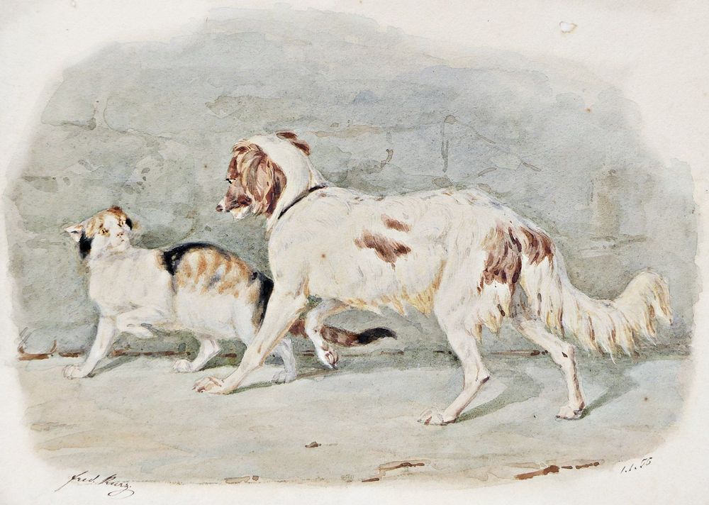 Antikes Aquarell von Friedrich Rudolf Kurz (1818-1871) (Gebraucht) in ...