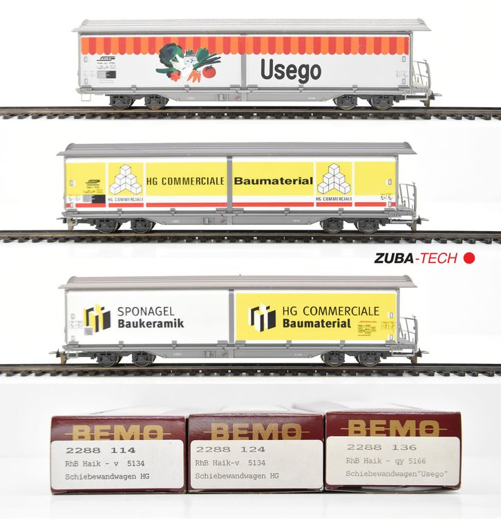 Bemo 3x Schiebewandwagen der RhB, H0m GS mit OVP (Gebraucht) in St. Gallen für CHF 77 – mit ...