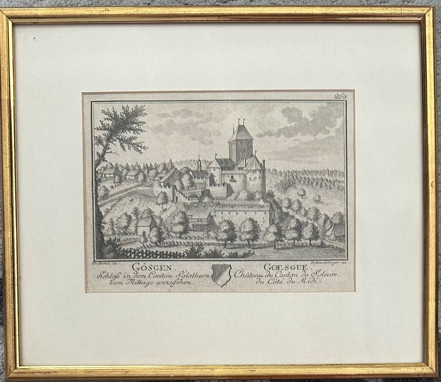 Antiker Kupferstich Schloss Gösgen Solothurn Herrliberger | Kaufen auf Ricardo