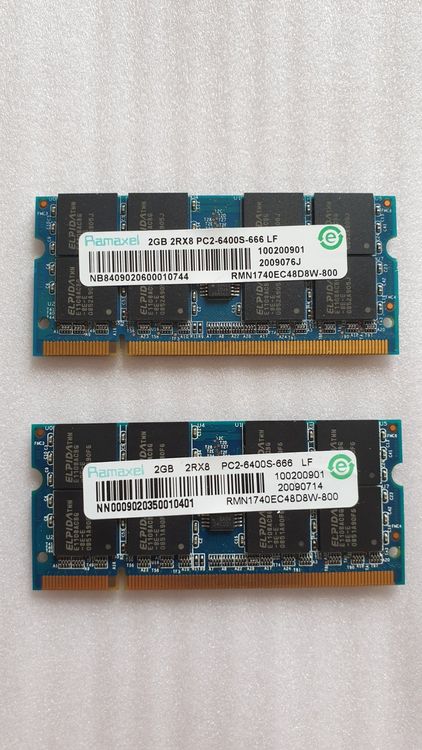 2x2GB DDR 2R8 RAM PC2-6400S-666 LF notebook | Kaufen auf Ricardo