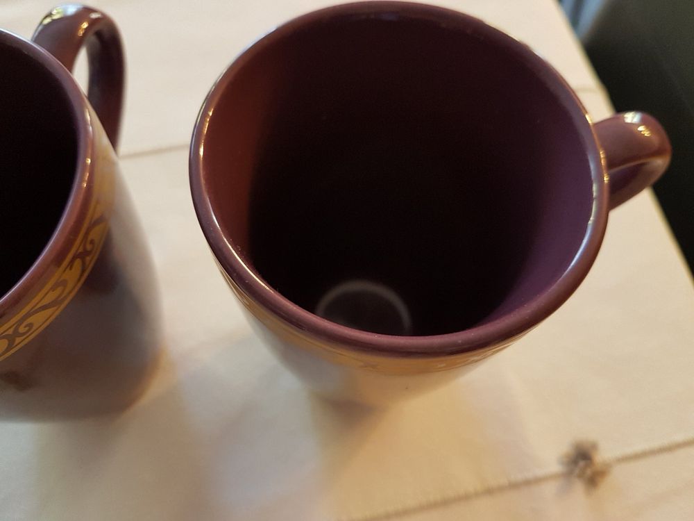 2 sehr edle Tassen Becher Kaffeebecher Keramik Lila Gold | Kaufen auf ...