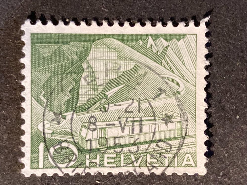Schweiz 1953 Bergbahn 10 Vollstempel BERN 1 8-VII 1953 (Gebraucht) in Liestal für CHF 1 – mit ...