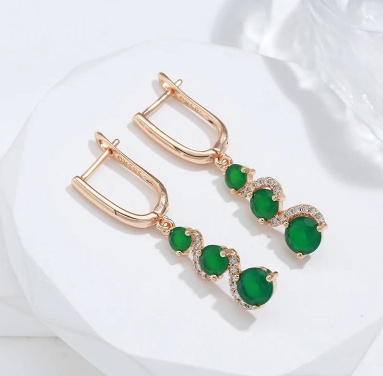 Boucles pendantes plaqué or rose - stamp "585" (Neuf avec emballage d ...