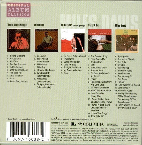 Davis Miles: Original Album Classics - 5CD (Neu und originalverpackt) in Steinhausen für CHF 8 ...