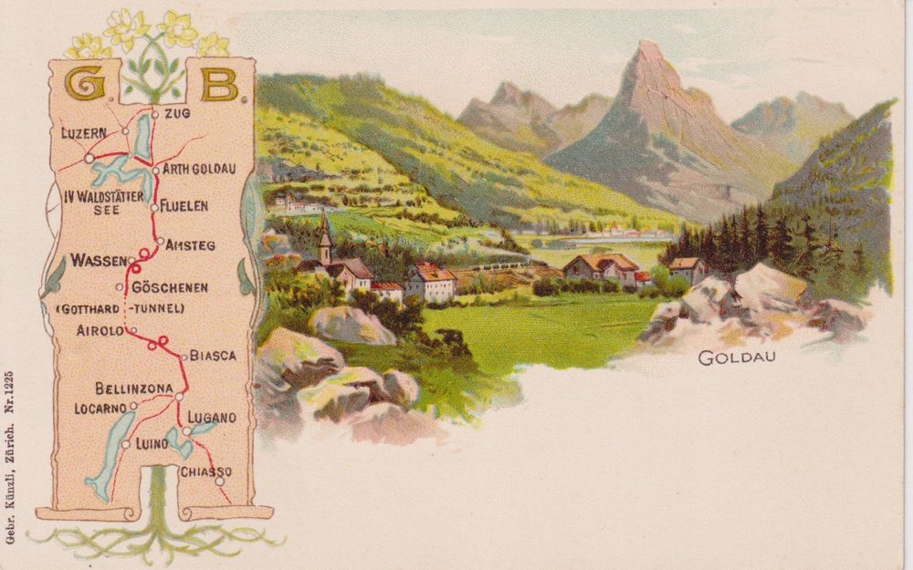 AK Litho Gotthard Bahn - Goldau, Rara | Kaufen auf Ricardo