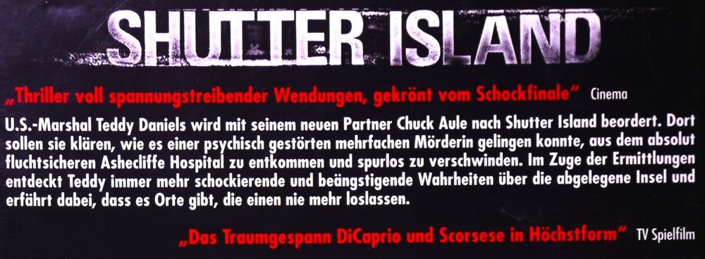 SHUTTER ISLAND / LEONARDO DiCAPRIO / HORROR-DRAMA ! | Kaufen auf Ricardo