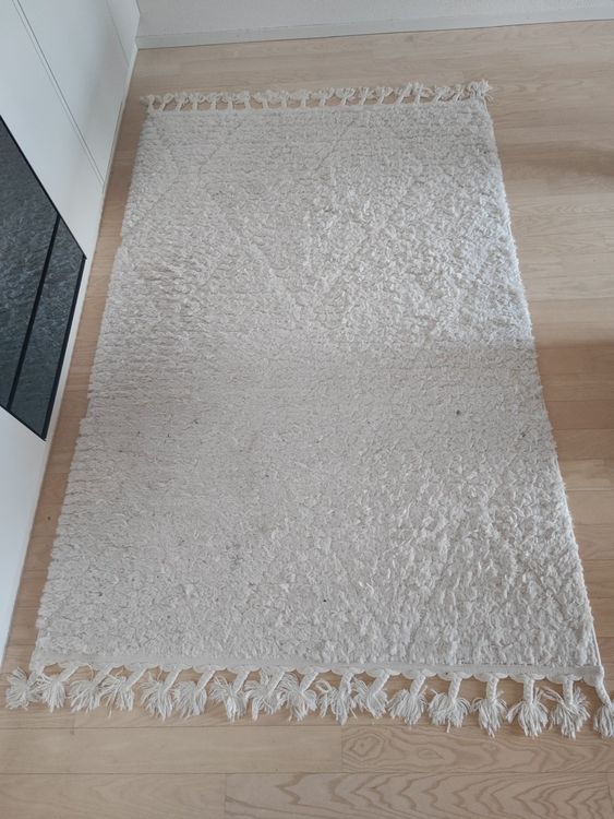 Weicher Hochflor Teppich, weiss, Fransen, Hygge Look (Gebraucht) in ...
