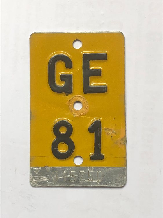 Mofanummer / Plaque de mofa: Genf / Genève GE 1981 (Gebraucht) in Ganterschwil für CHF 18 – mit ...