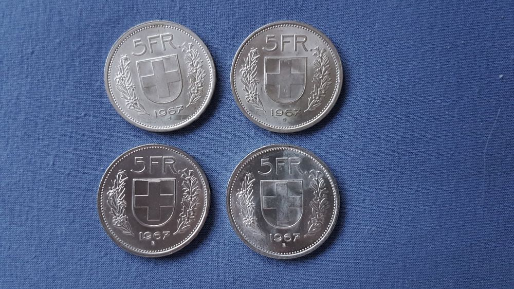 4 x 5 Franken Silbermünzen Jahrgang 1967 ab nur 1 Franken !! (Gebraucht) in Camignolo für CHF 37 ...