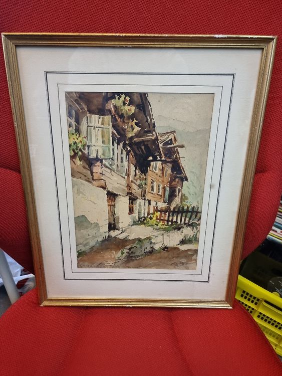 Aquarell "Chalet in den Bergen" gerahmt (Gebraucht) in Zürich für CHF 10 – nur Abholung auf ...