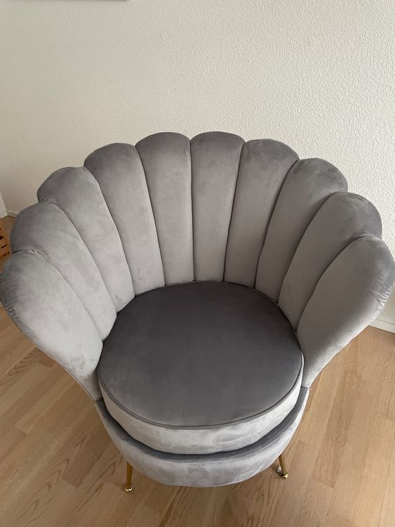 Samt Sessel Grau