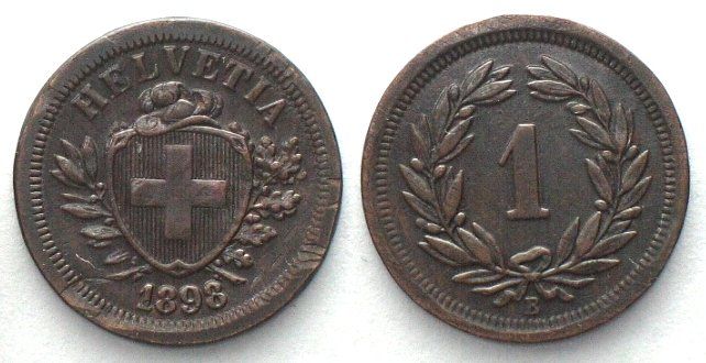 EIDGENOSSENSCHAFT 1 Rappen 1898 Bronze vz (Gebraucht) in Riehen für CHF 20 – mit Lieferung auf ...