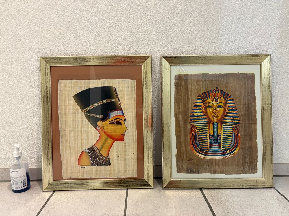 2 Ägypten Papyrus Malerei 47 cm breit x 57 cm hoch (Gebraucht) in Baar ...