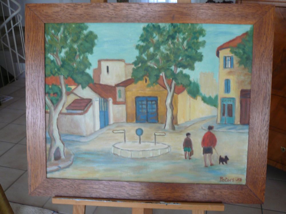 Peters: Gemälde "südliche Dorfszene" Oel auf Leinwand, sig. | Kaufen auf Ricardo