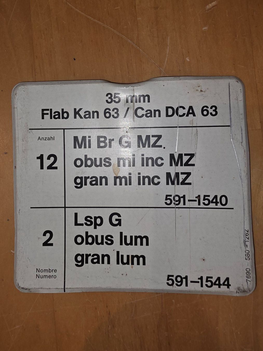 Flab Kan 63 / Can DCA 63 - MUN Schild / Beschriftungsschild (Gebraucht ...