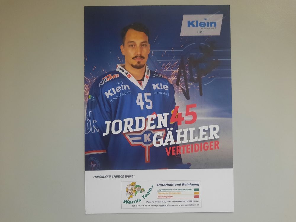 Jorden Gähler #45 / EHC Kloten , original Autogrammkarte (Gebraucht) in ...