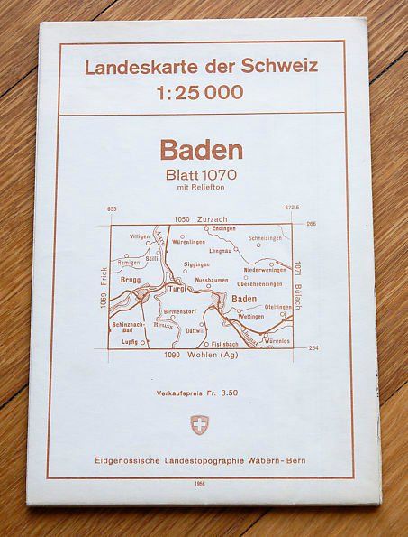 Landeskarte der Schweiz 1:25 000 Blatt 1070 Baden (Gebraucht) in Bern für CHF 2 – mit Lieferung ...