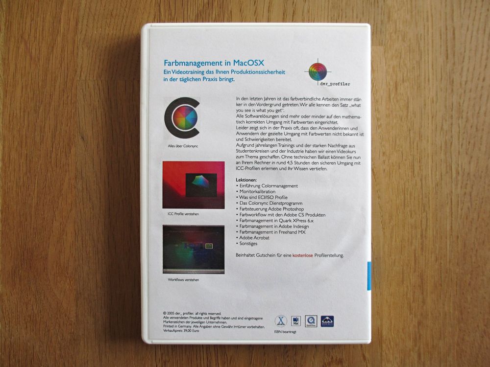 Farbmanagement, OSX Lern-DVD, hier am Beispiel mit OSX 10.3 (Gebraucht) in Winterthur für CHF 2. ...