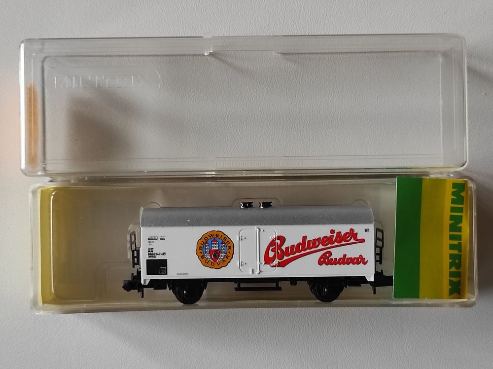 Bierwagen "Budweiser" der DB von Minitrix N, Faabrikneu (Neu und ...