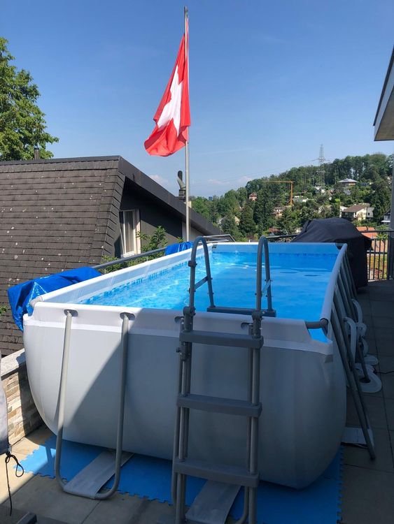 Stahlrohrbecken Pool 400x200x100 inkl. Sandfilteranlage (Gebraucht) in ...