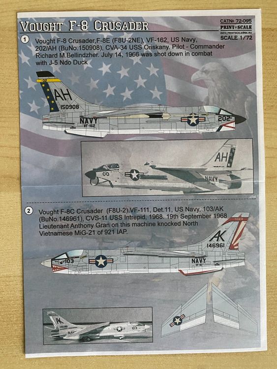 Decals 1/72 - F-8 Crusader von Print Scale (Neu (gemäss Beschreibung ...