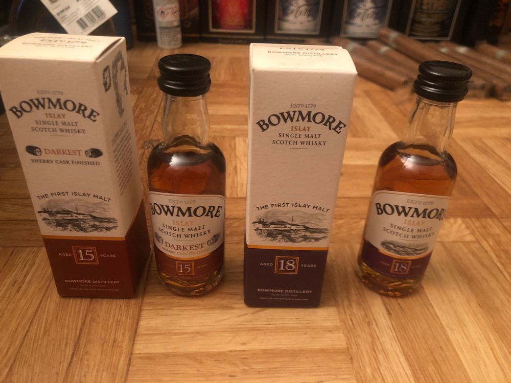 BOWMORE 15 DARKEST UND BOWMORE 18 MINIATURE 2 X 50 ML | Kaufen auf Ricardo