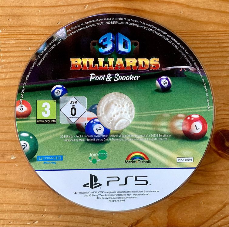 3D Billiards (Pool & Snooker, NUR Disc) - PS5 (Neu (gemäss Beschreibung ...