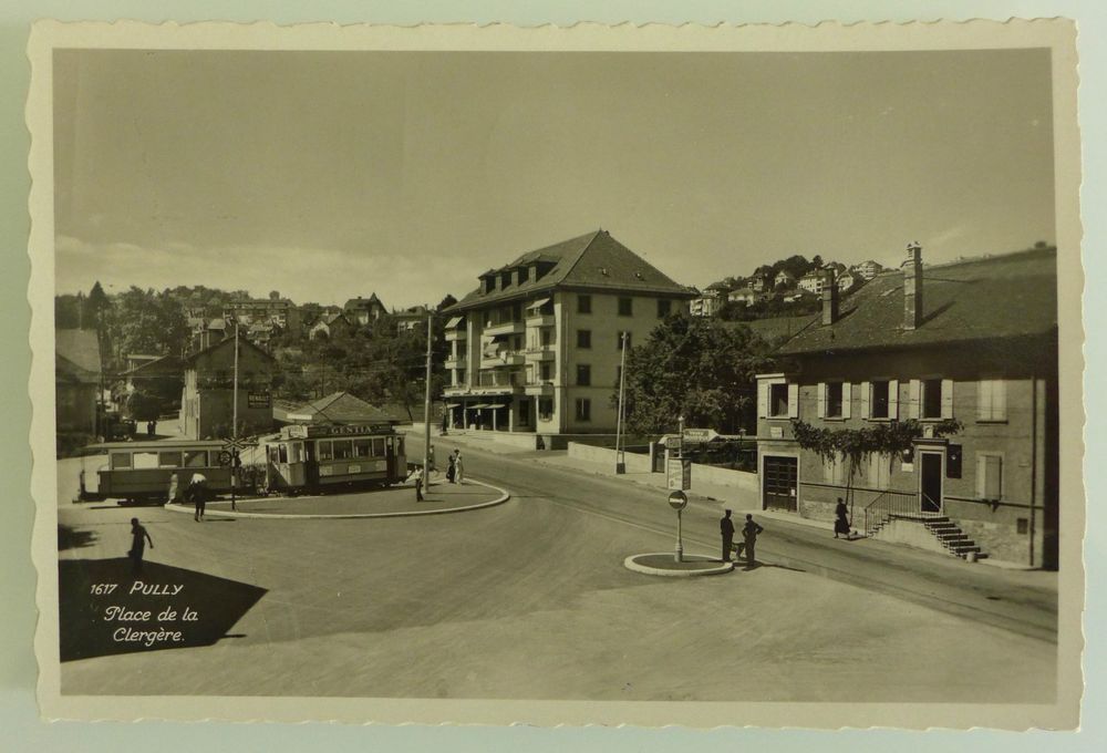 AK PULLY VD, Place de la Clergère, TRAM, belebt | Kaufen auf Ricardo