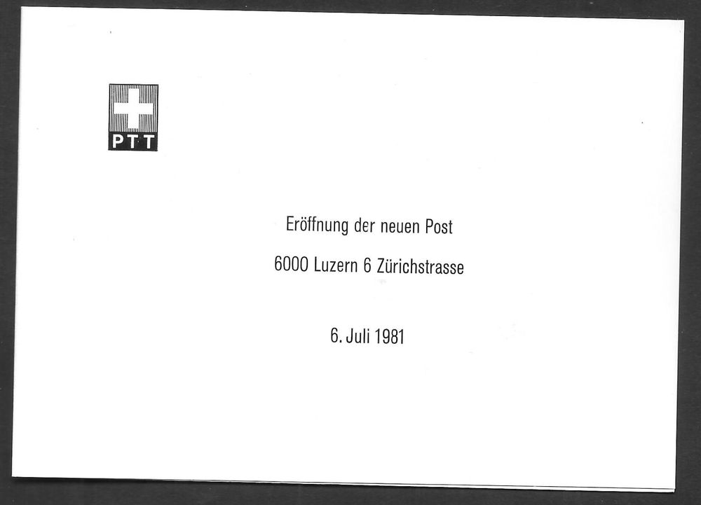 Sonderfolder Eröffnung Post Luzern Zürichstrasse 6.7.1981 (Neu (gemäss Beschreibung)) in Olten ...