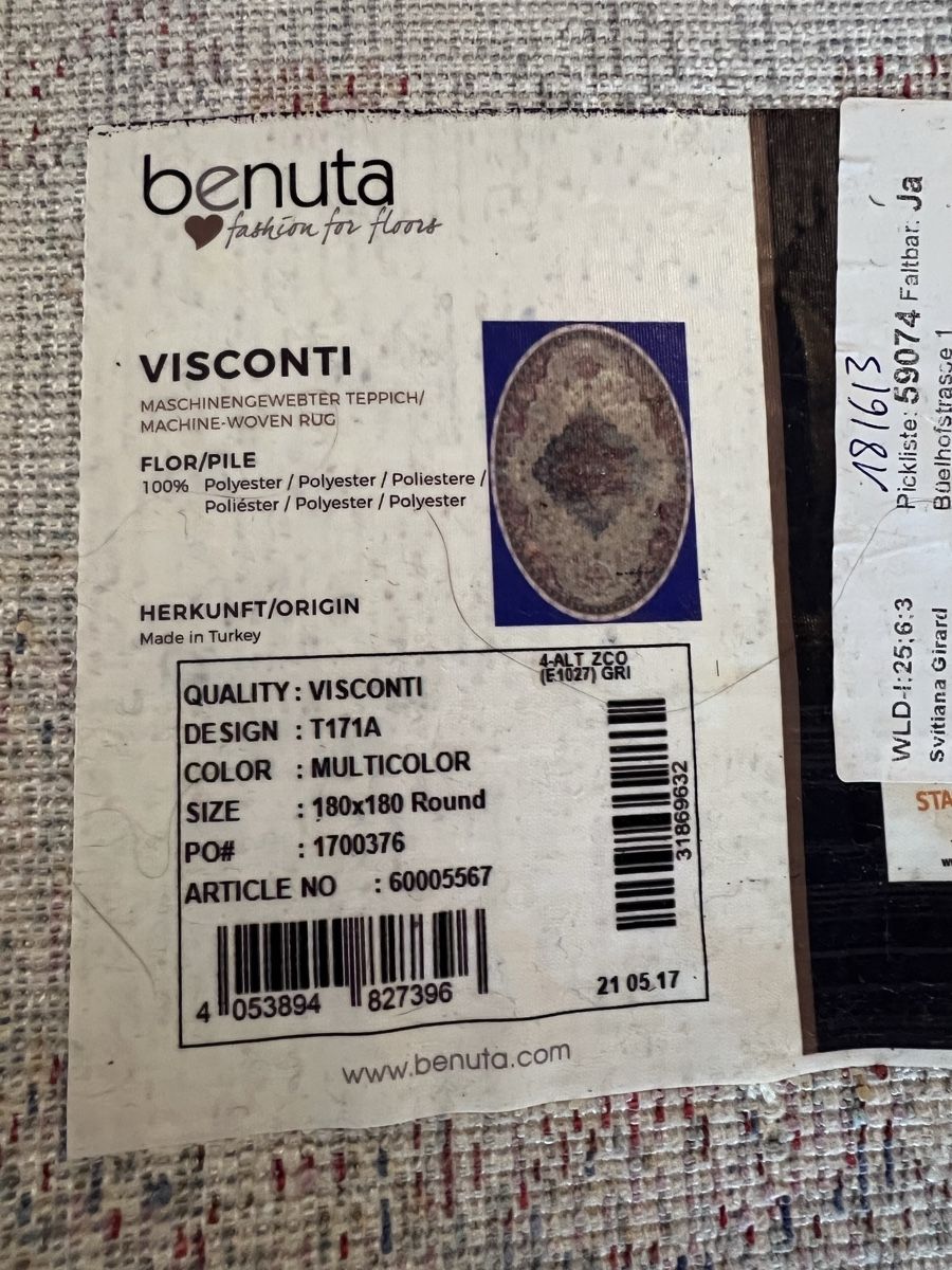 Benuta Teppich Visconti rund, Ø 180 cm, Multicolor Top! (Gebraucht) in ...