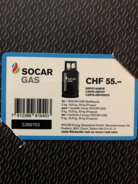 Depot Karte Socar Gas (Neu und originalverpackt) in Turgi für CHF 21 ...