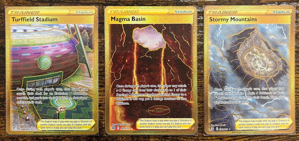 3 Stadium Trainer Gold Secret Rare Karten Boosterfrisch (Neu (gemäss ...