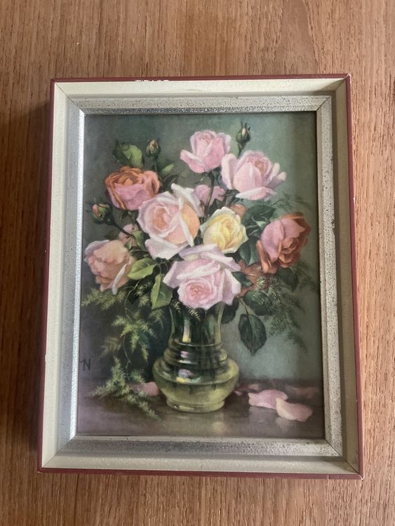 Vintage Rosenbild gerahmt, Shabby Chic, Landhaus, Blumenbild (Gebraucht) in Reigoldswil für CHF ...