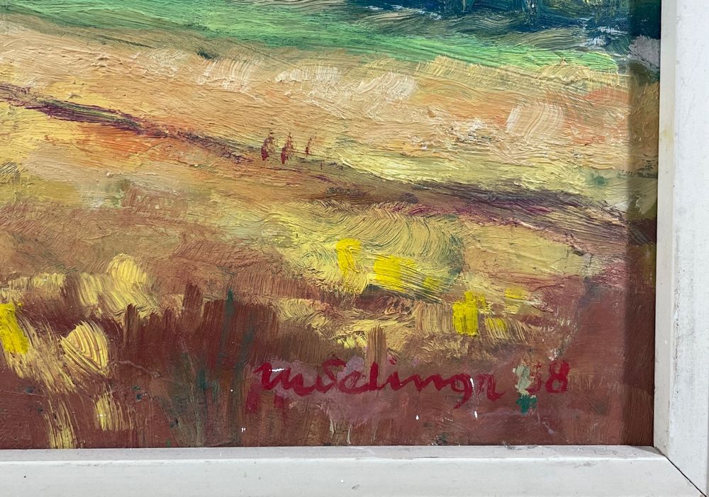 Grosses Feld Landschaft Gemälde unleserlich Signiert | Kaufen auf Ricardo