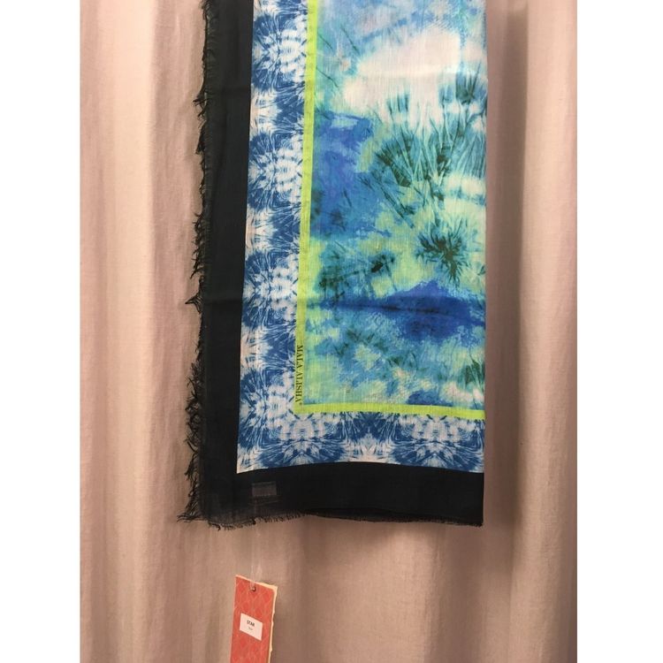 Mala Alisha grosser Schal Star mit Leinen blau aqua weiss (Neu und ...