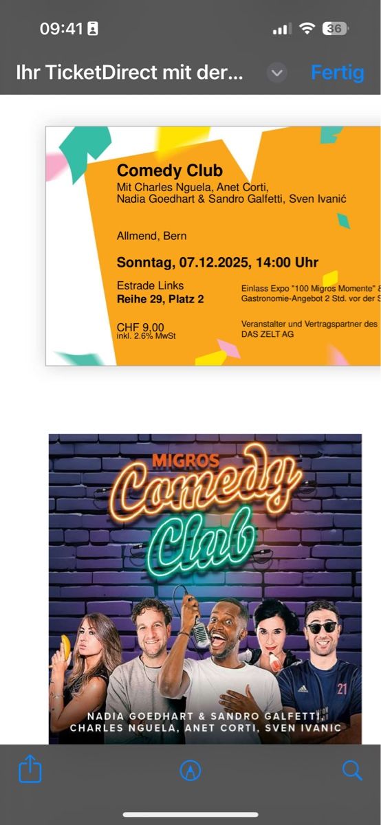 Das Zelt „Merci Tour“ Comedy Club“ Allmend Bern, 5 Tickets (Neu und ...