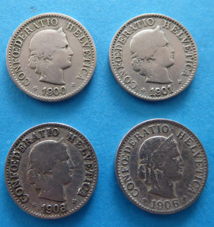 5 Rappen Münze 1900, 01, 03, 06 (Gebraucht) in Aesch BL für CHF 4 – mit ...