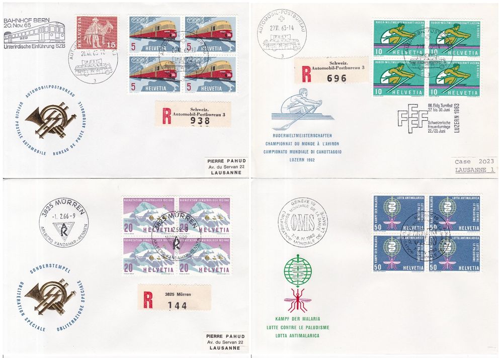 33 Stk. CH Sonderbriefe, R-Briefe "Viererblocks" 60er J. (Gebraucht) in Münchwilen AG für CHF 4 ...