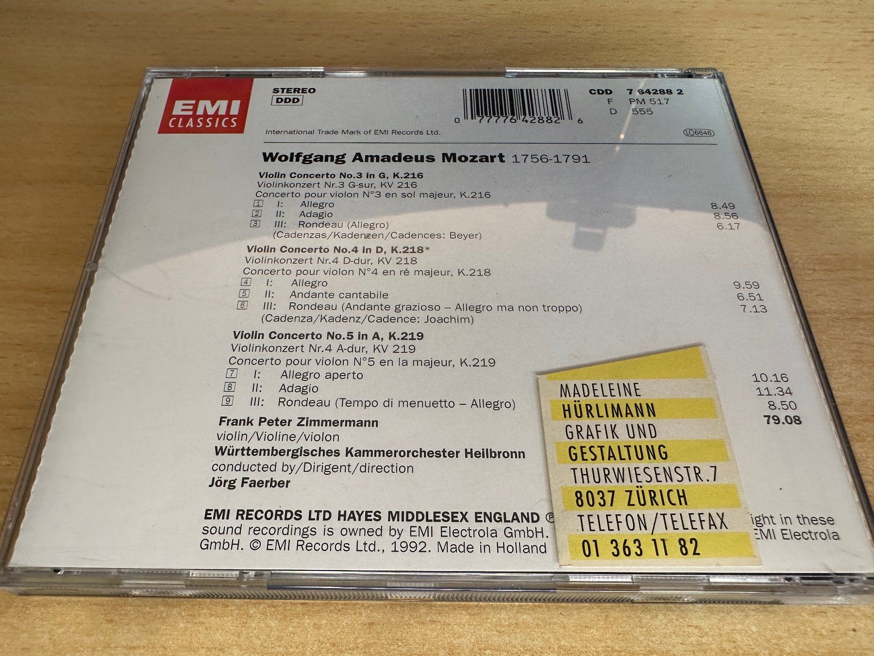 E2 Mozart - Frank Peter Zimmermann – Violin Concertos 3 - 5 (Gebraucht ...