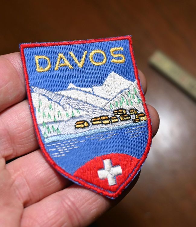 VINTAGE Badge DAVOS SEE nos ST. GALLER STICKEREI abz. (Gebraucht) in ...