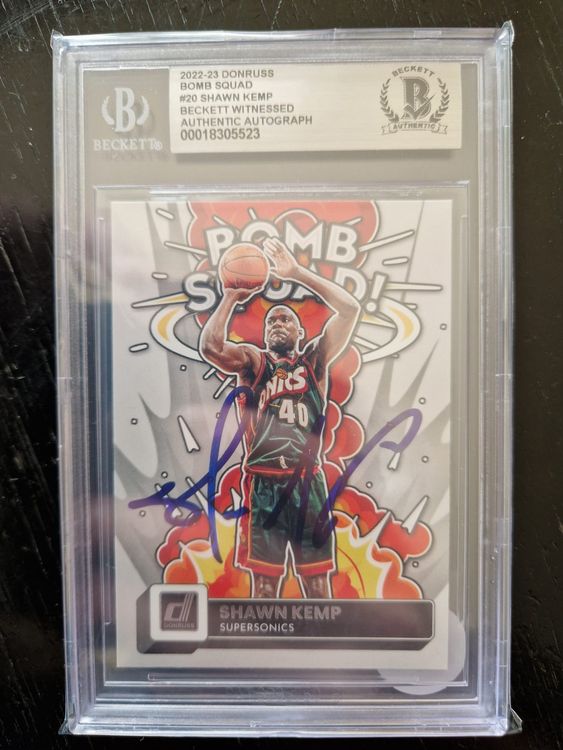 Carte signée et en slab certifié Beckett de SHAWN KEMP (Neu und ...