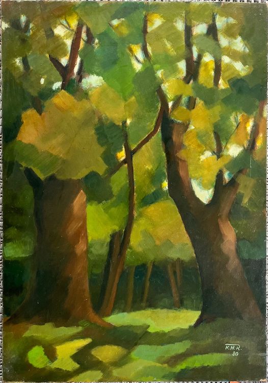 Wald Szene Gemälde , Monogrammiert | Kaufen auf Ricardo