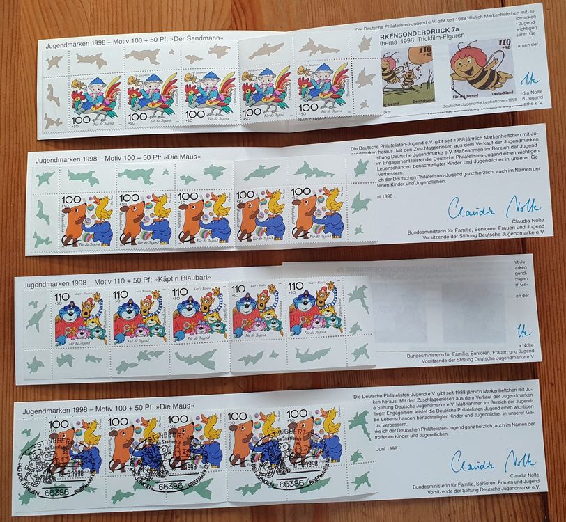 BRD: 4 Markenheftchen Für die Jugend 1998 (Neu (gemäss Beschreibung ...