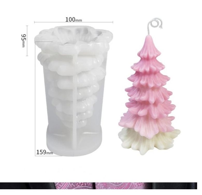 Silikonform für eine Kerze Tannenbaum / Moule à bougie Sapin (Neu ...