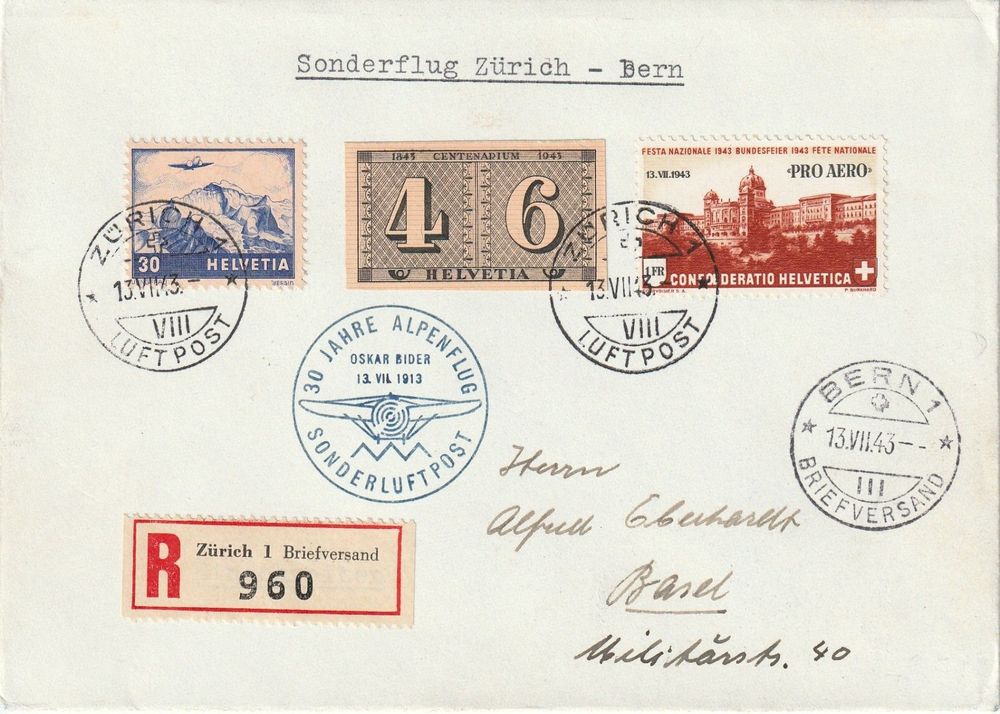 Pro Aero 1943, Sonderflug ZH-BE, mit ua Luxusblattausschnitt (Gebraucht) in Turgi für CHF 5 ...